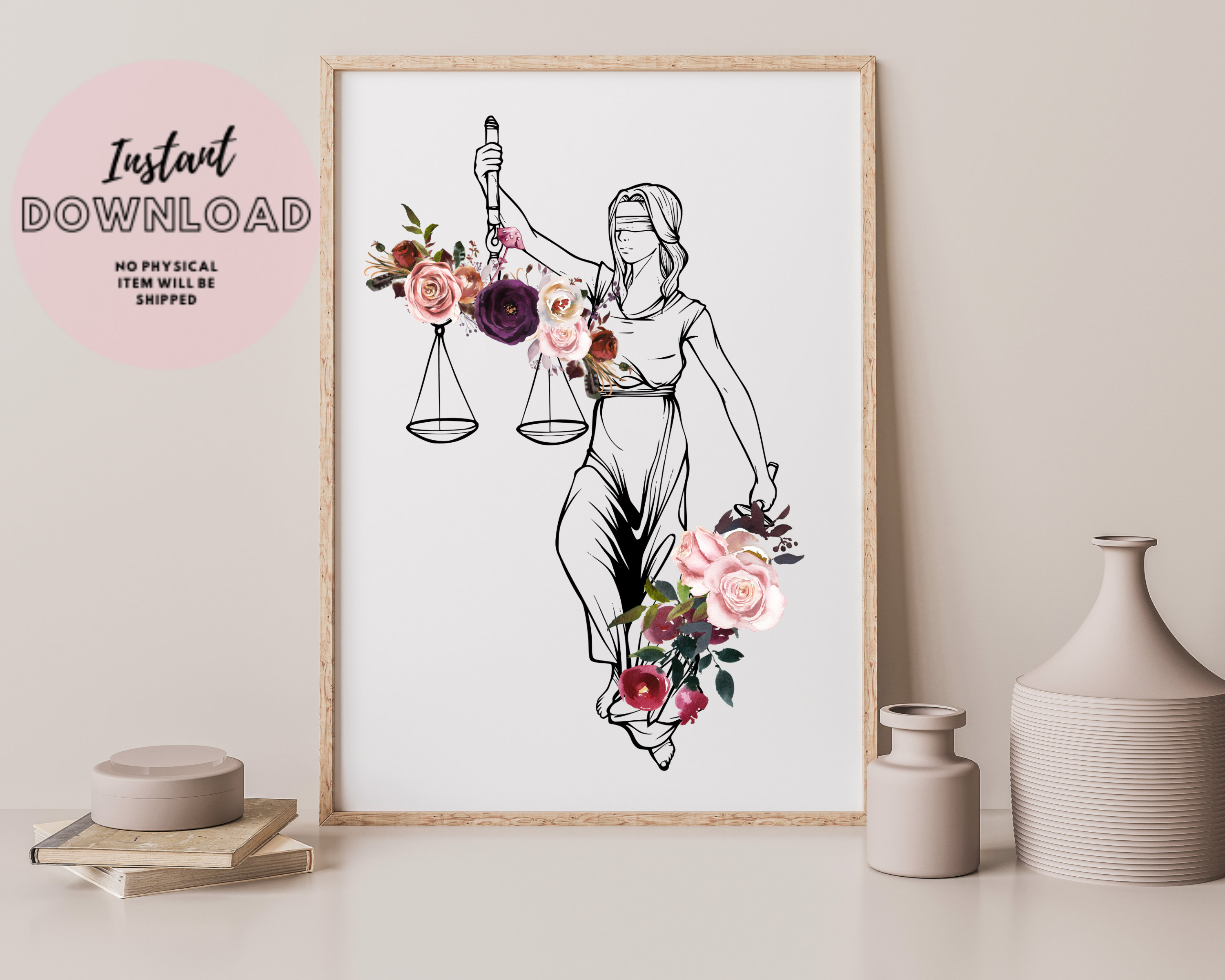 Lawyer Wall Art Set Law School Gift Attorney Lady of Justice Scales ...