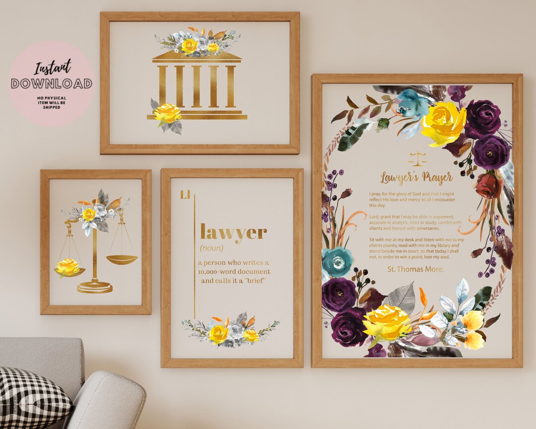 Gallery Wall Lawyer Set of 4 Office Decor Scales of Justice Law School ...