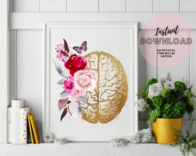 Brain Wall Art Print Social Worker Office Decor Psychiatric Nurse ...