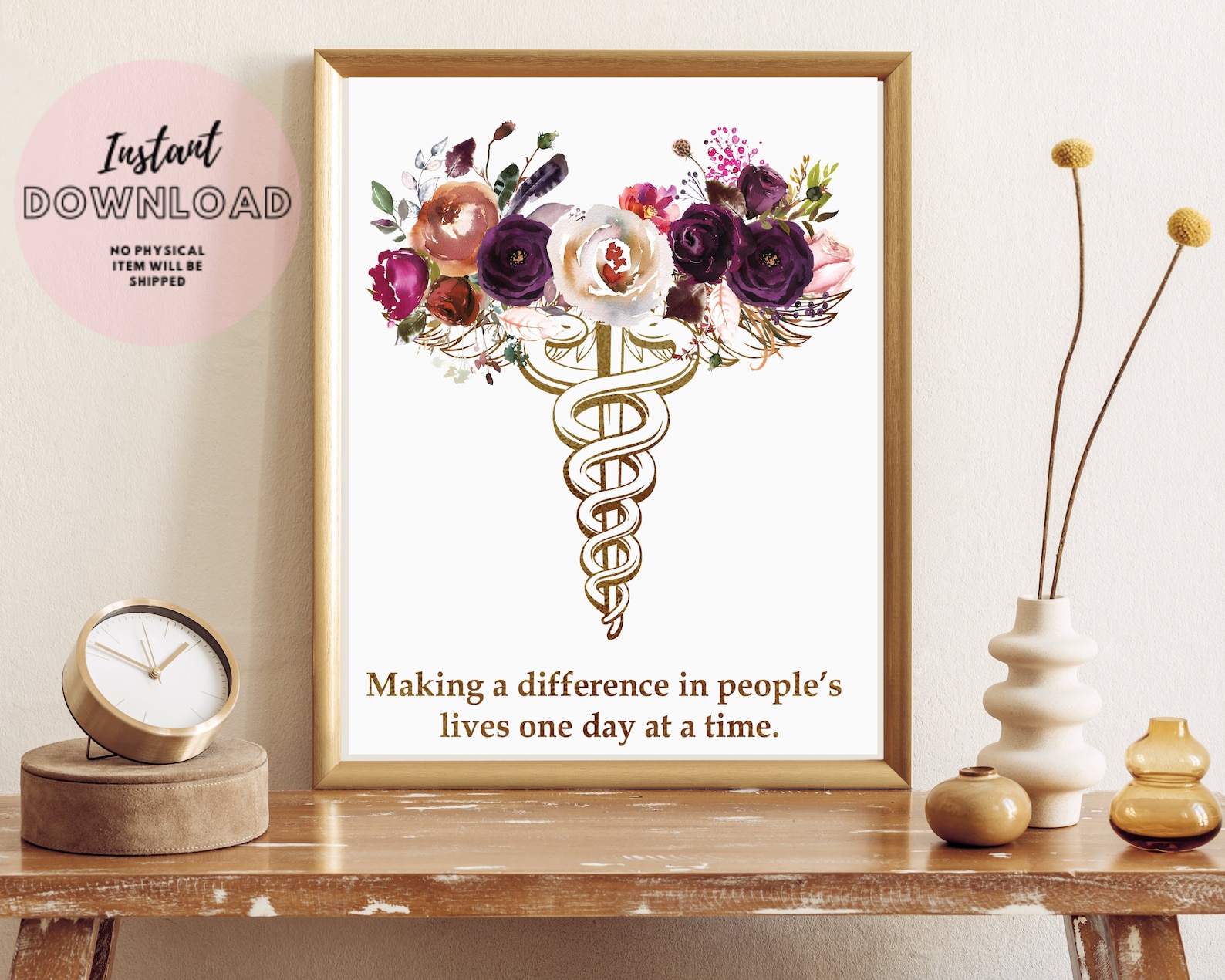 Medical Inspirational Quote Doctor Office Decor Caduceus Snake Symbol ...