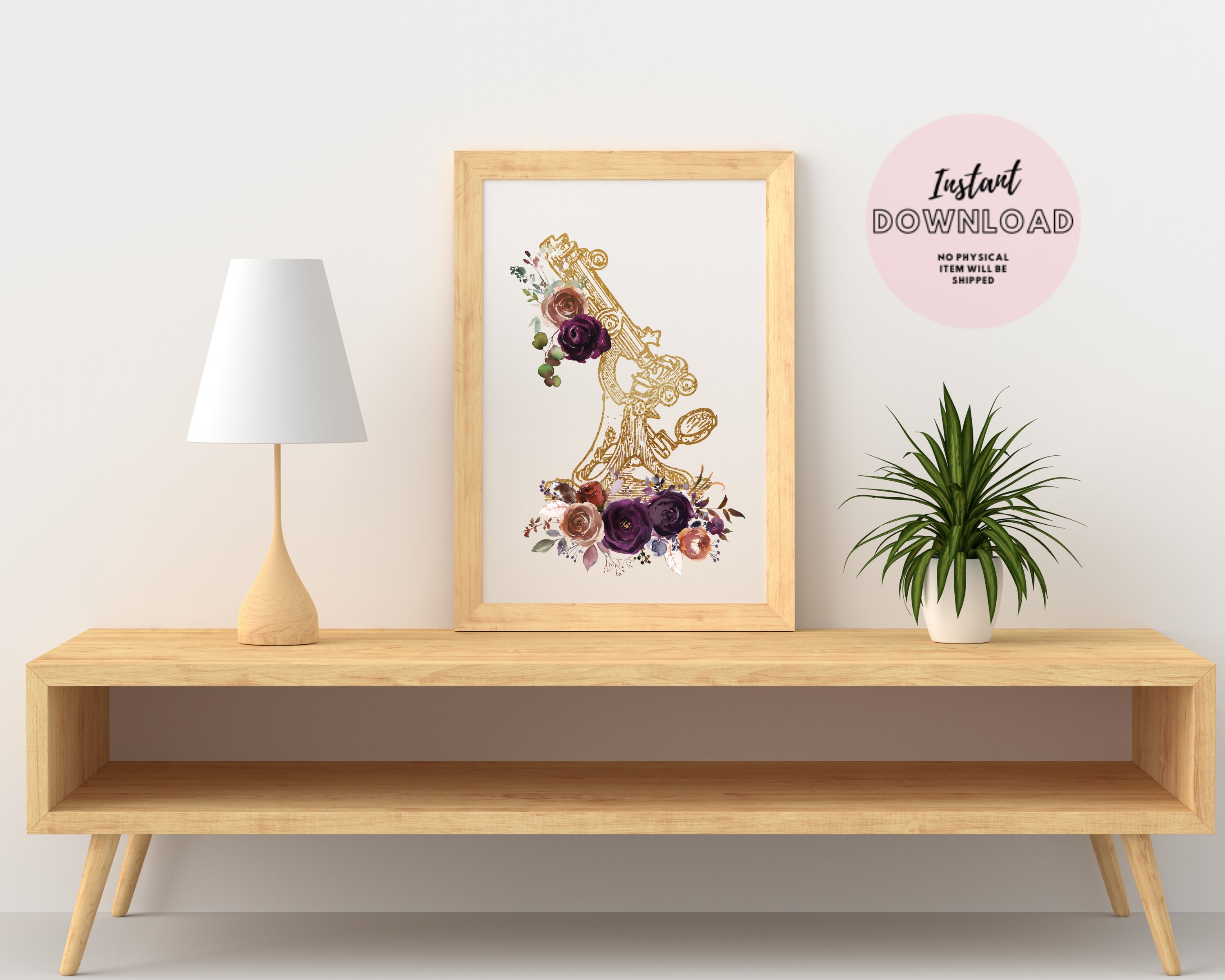 Biologist Student Graduation Floral Vintage Microscope Print, Gift for ...