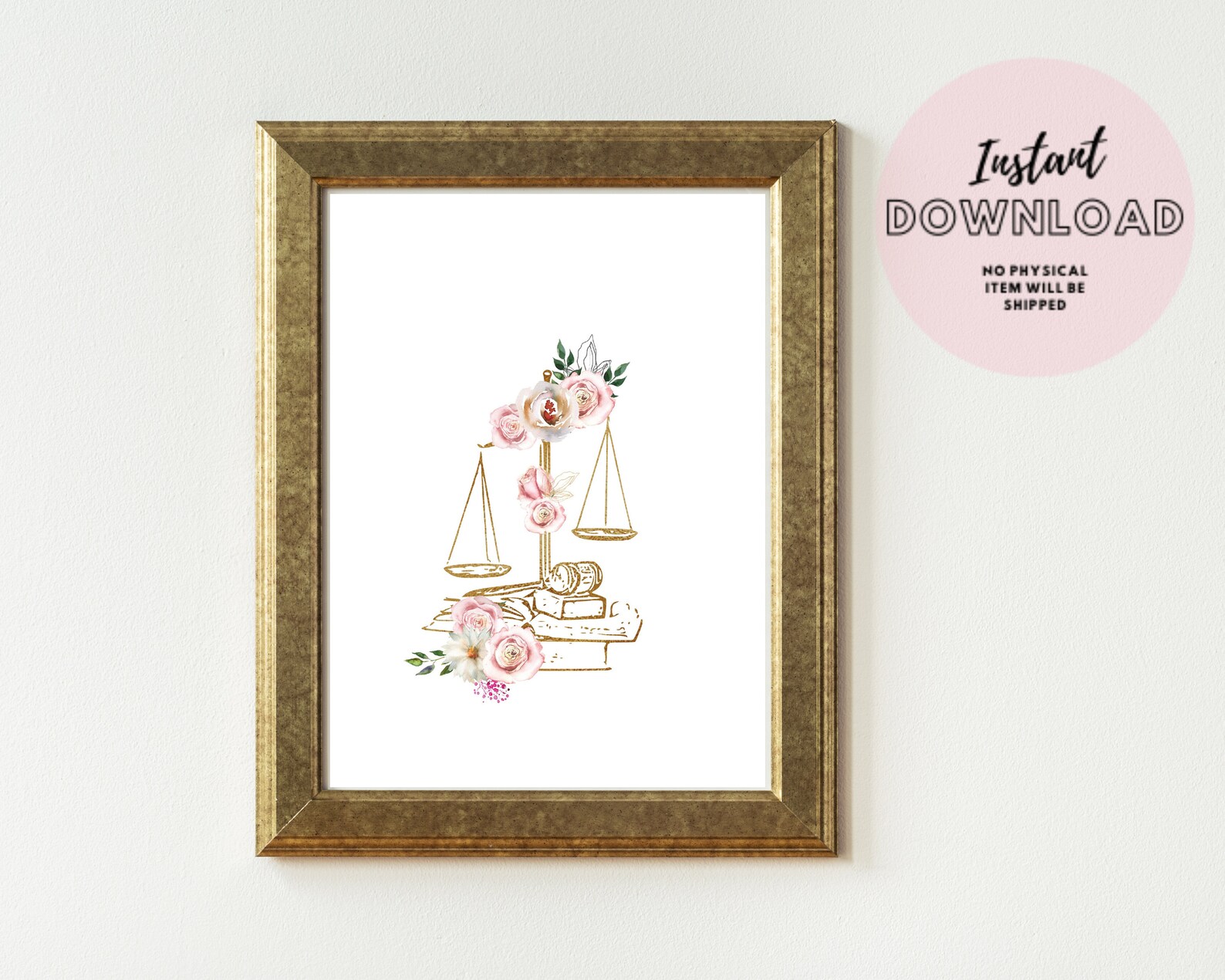 Lawyer Office Decor Scales of Justice Law School Graduation Notary Art ...