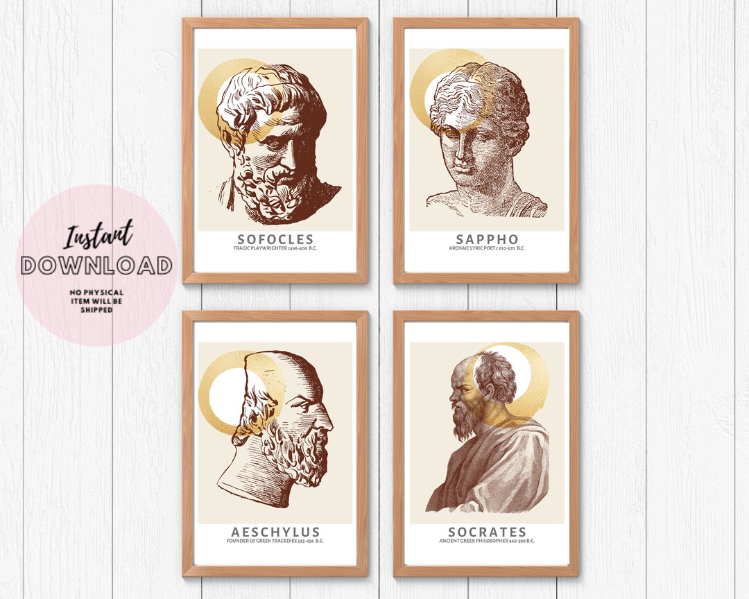 Set of 4 Prints Wall Art Greek Tragedy Poet Philosophers Ancient ...