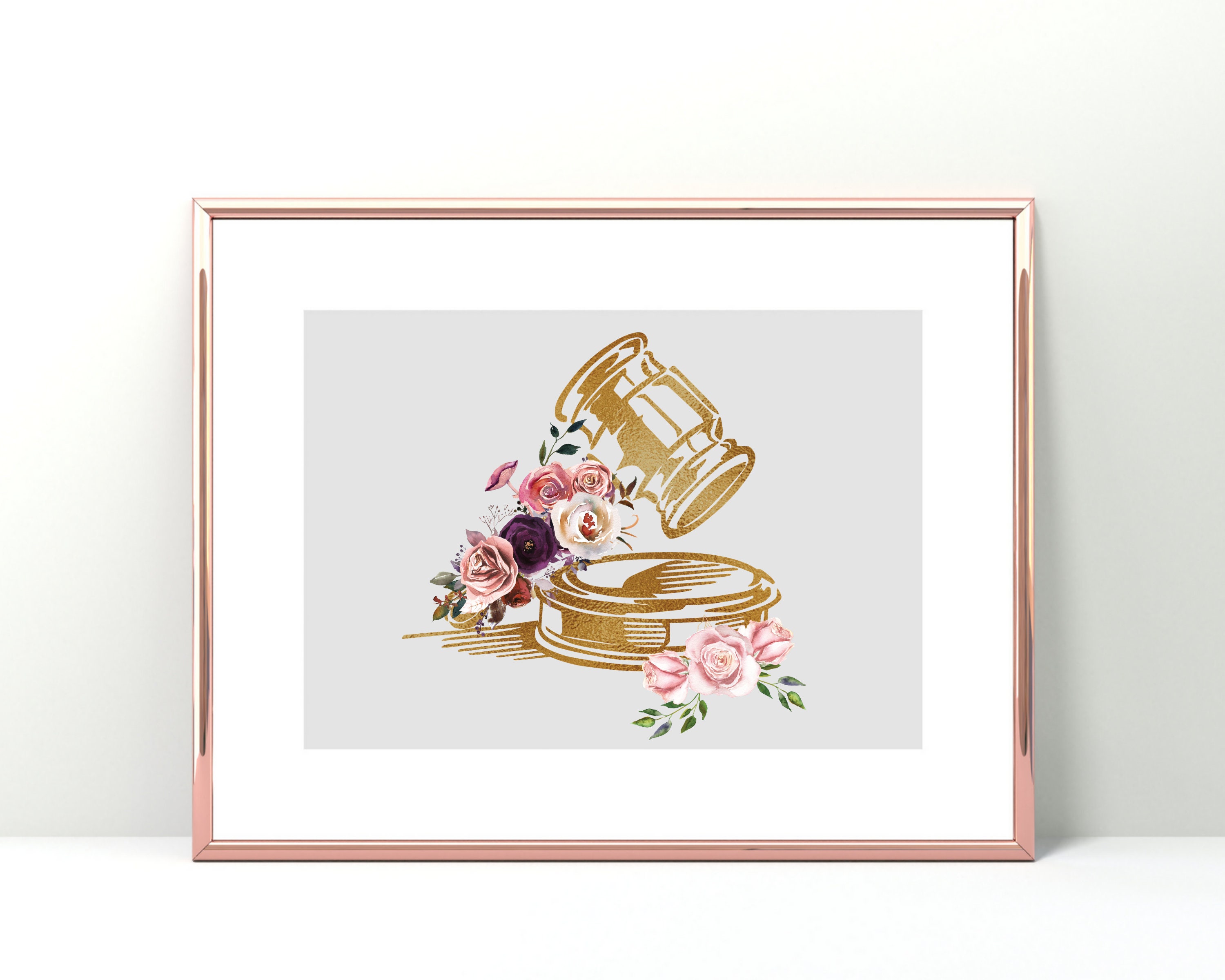 Floral Judge's Gavel Print Lawyer Office Decor Passing the Bar Gift Law ...
