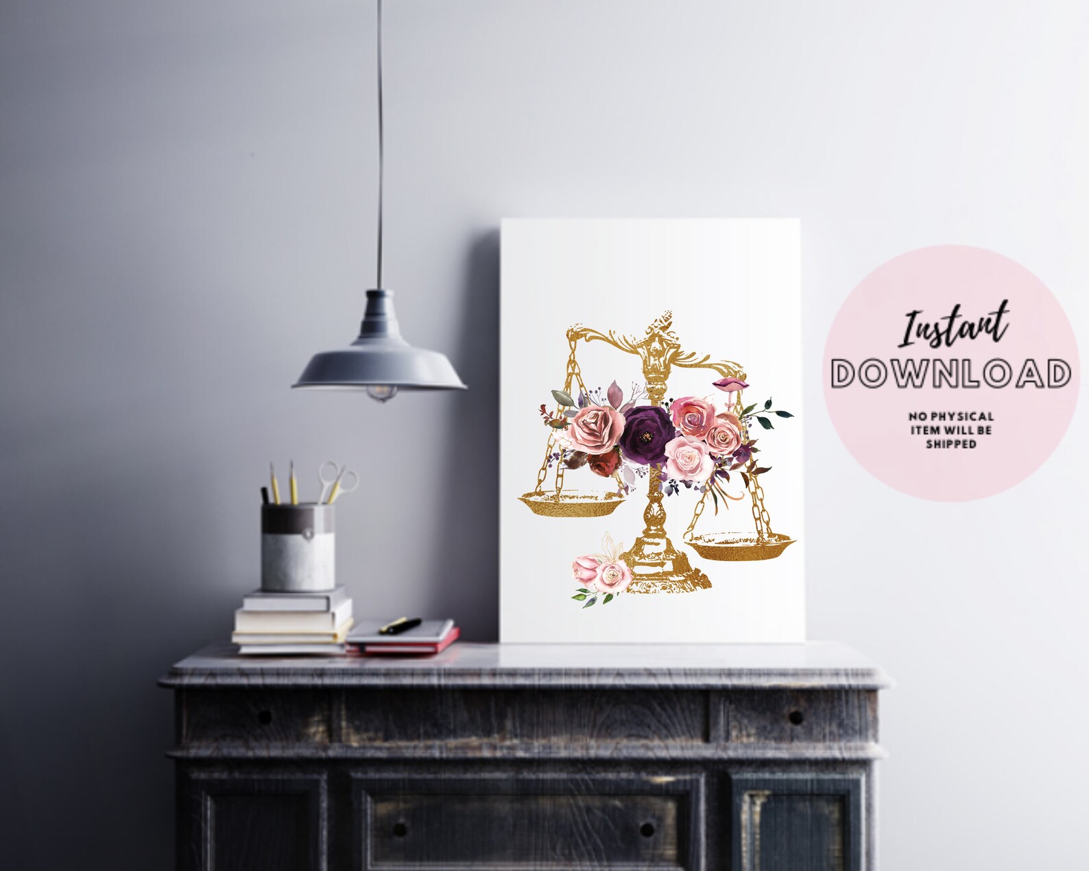 Lawyer Office Decor Scales of Justice Print Pass the Bar Exam Gift Law ...
