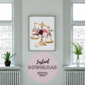 Lawyer Office Decor Scales of Justice Print Pass the Bar Exam Gift Law ...