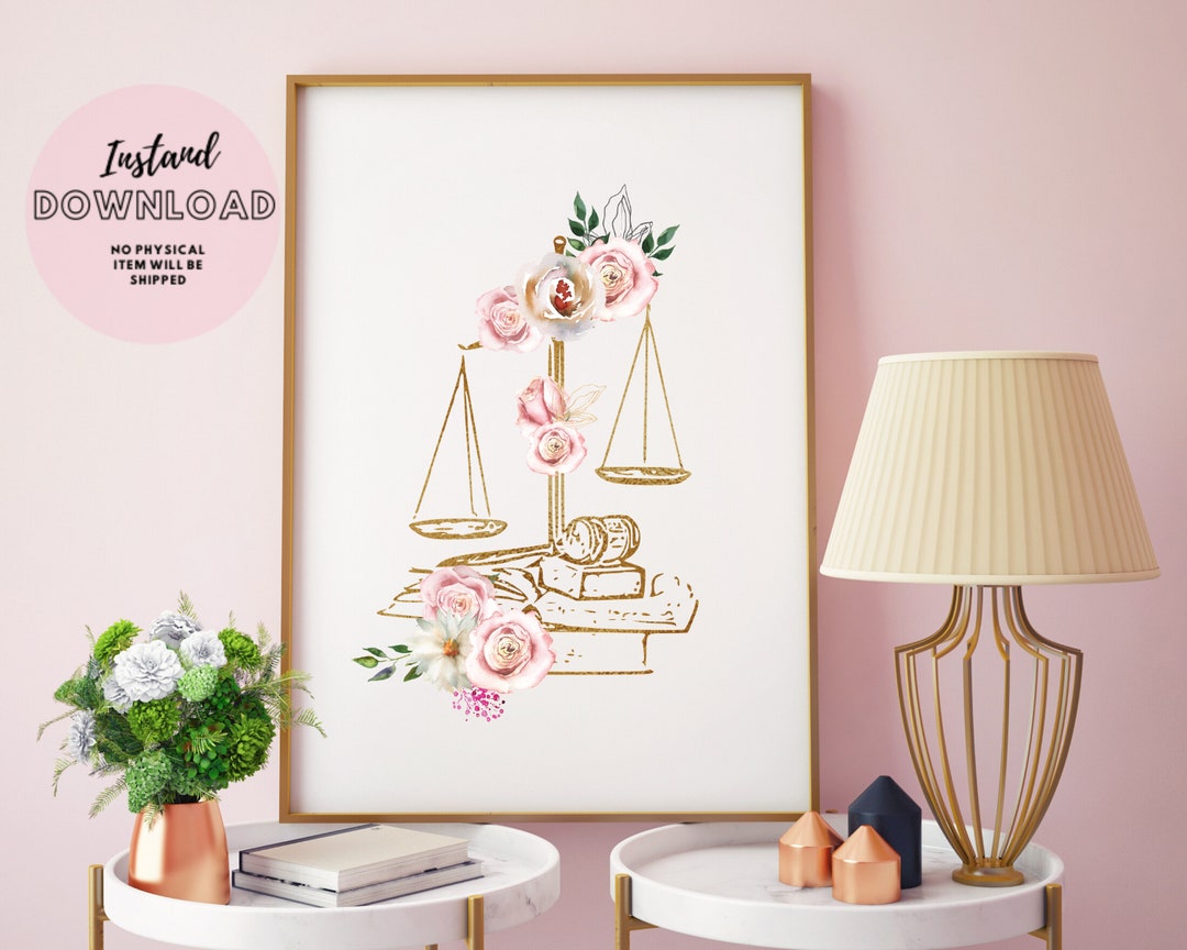 Lawyer Office Decor Scales of Justice Law School Graduation Notary Art ...