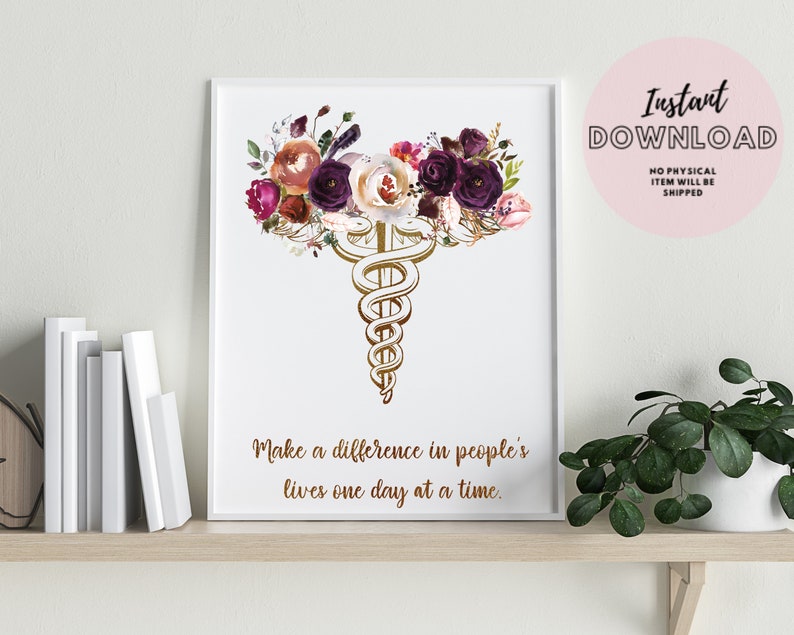 Set of 3 Medical Inspirational Quote Doctor Office Decor Caduceus Wall ...