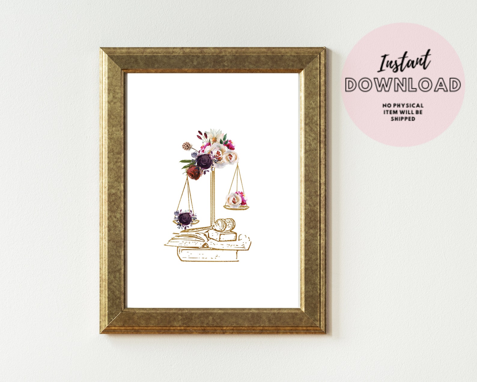 Scales of Justice Print New Lawyer Gift Law Student Poster Wall Art ...