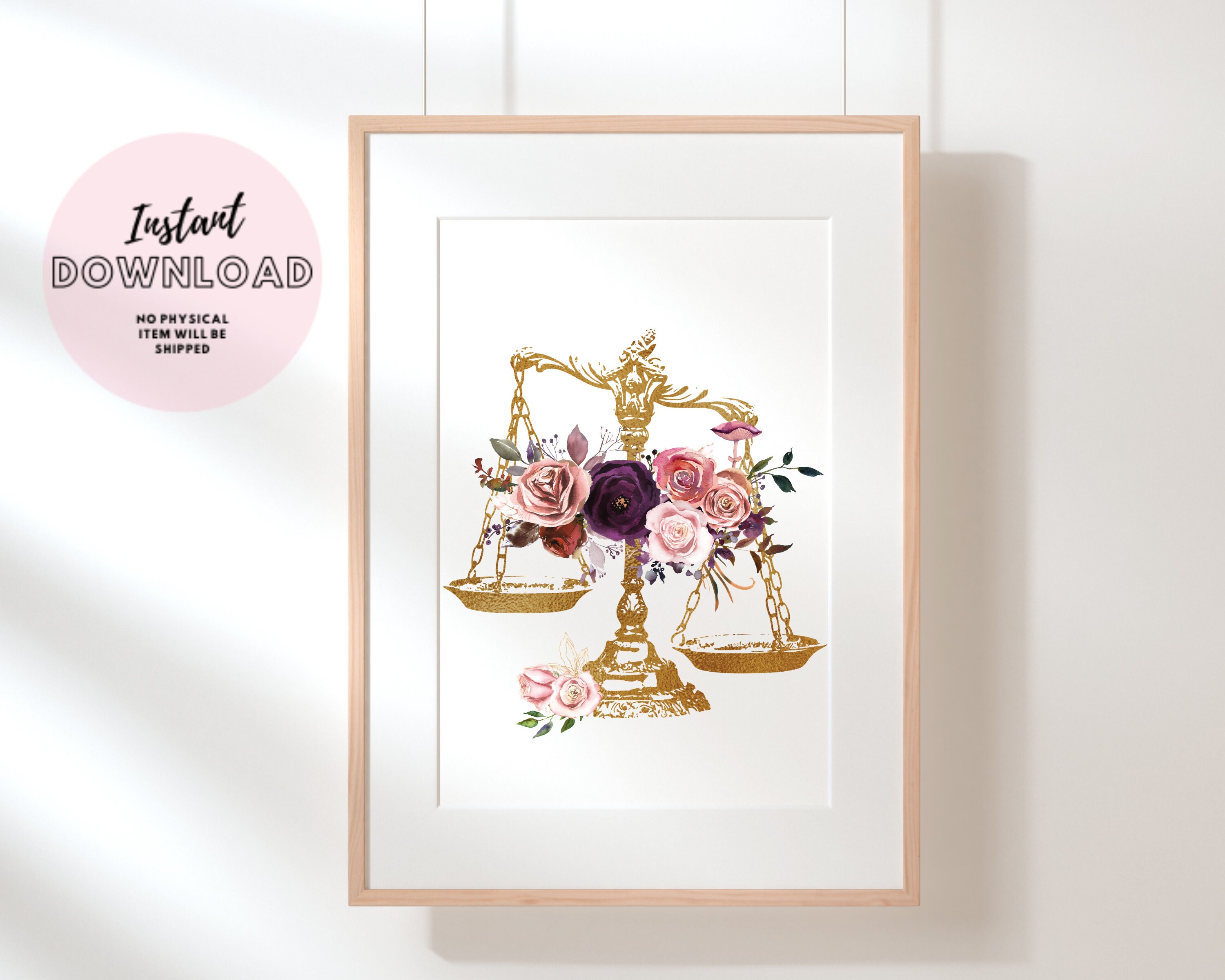 Lawyer Office Decor Scales of Justice Print Pass the Bar Exam Gift Law ...