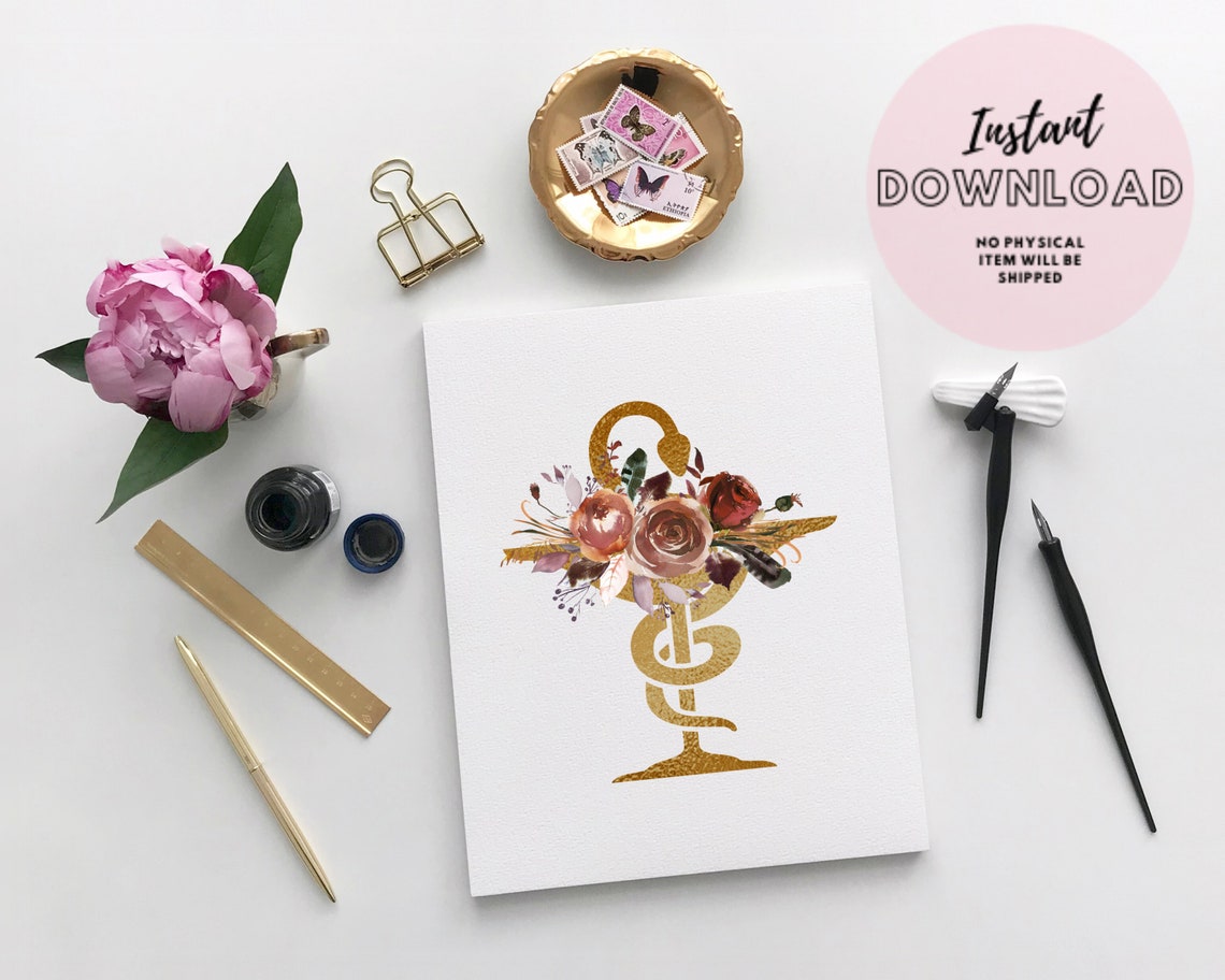 Pharmacy Store Decor Set of 2 Print Bowl of Hygeia Pharmacist - Etsy