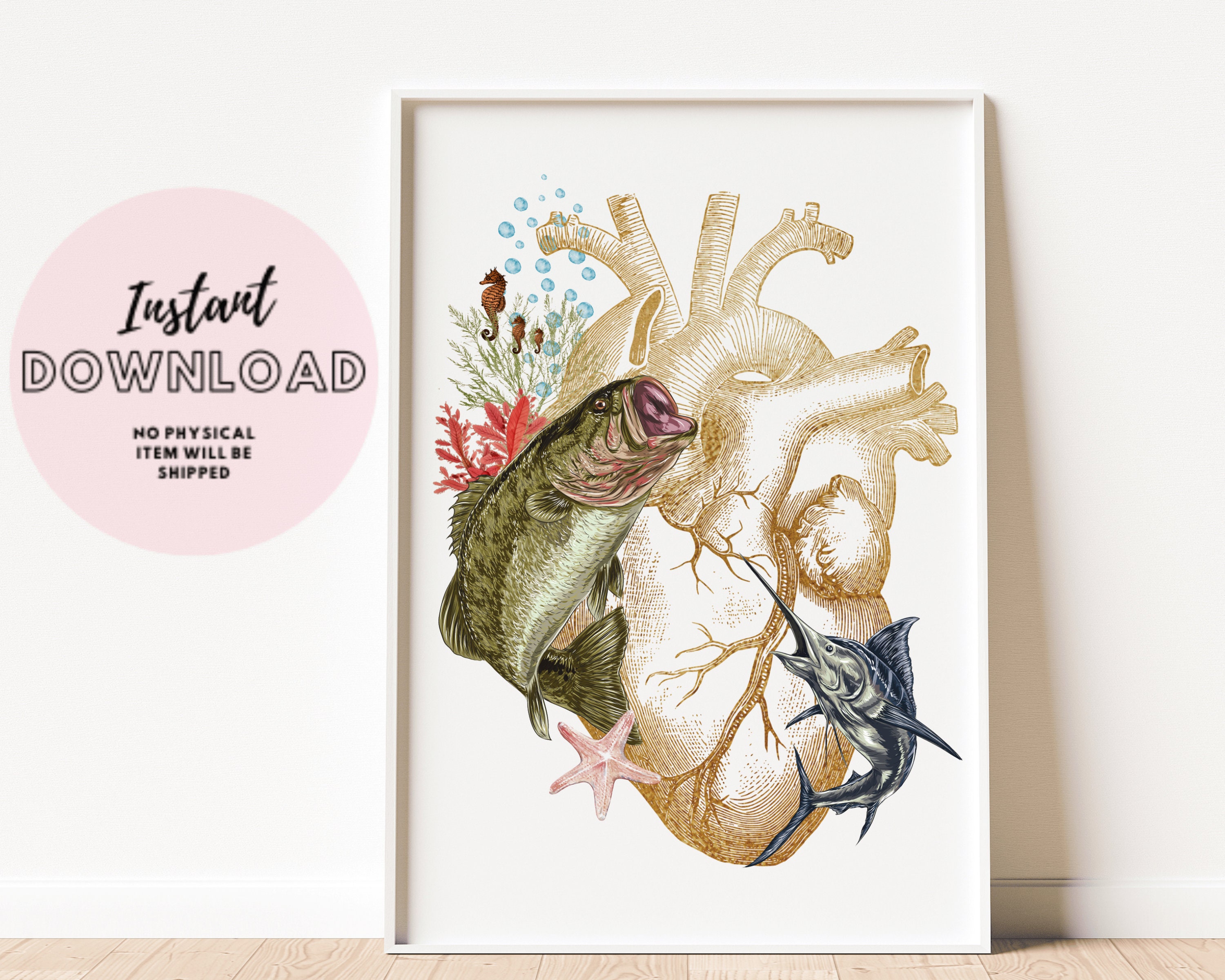Sealife Anatomical Heart Print Cardiologist Gift Cardiac Nurse Poster ...