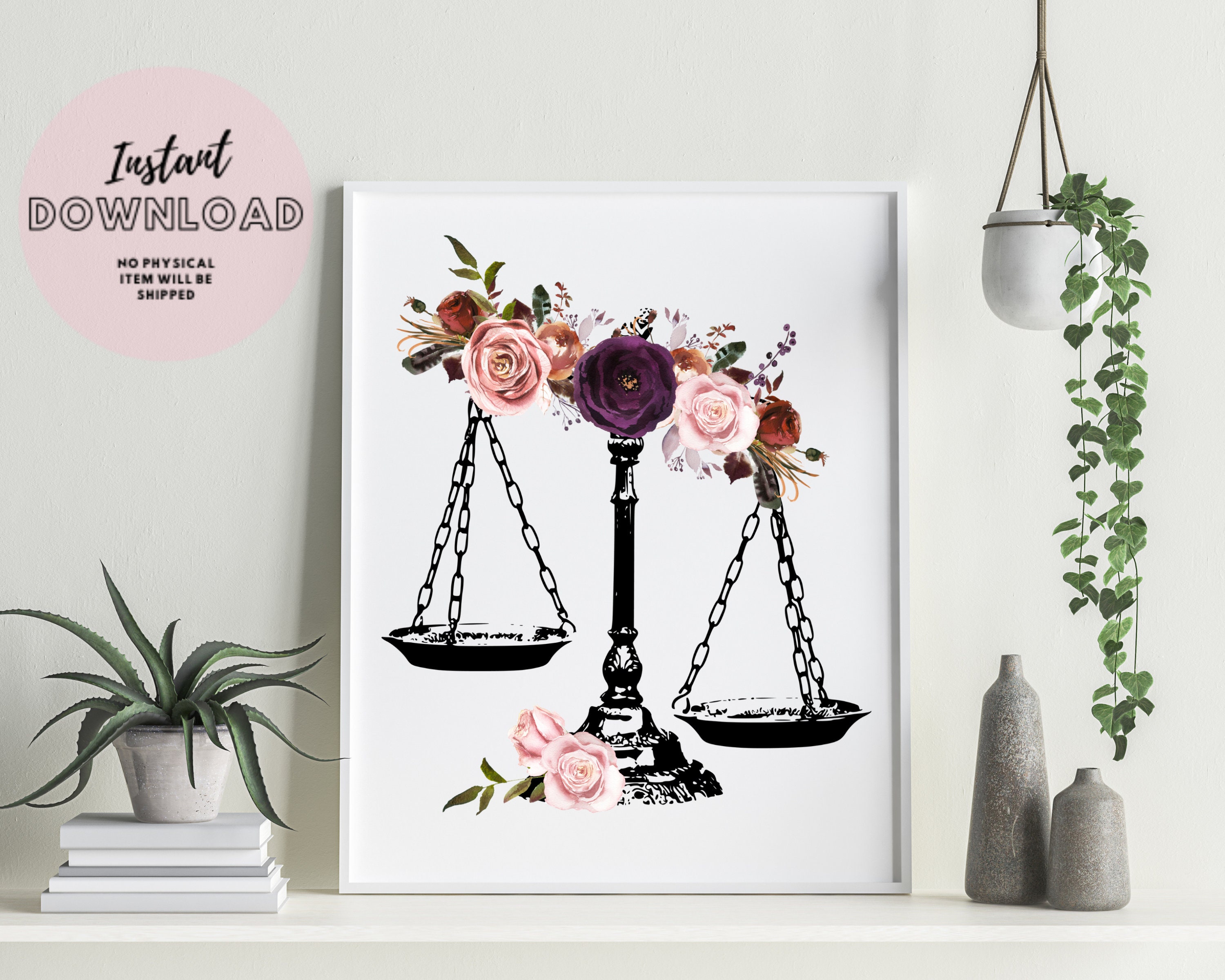 Lawyer Wall Art Set Law School Gift Attorney Lady of Justice Scales ...