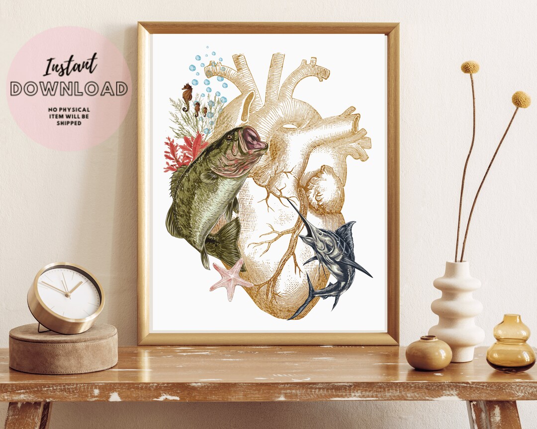 Sealife Anatomical Heart Print Cardiologist Gift Cardiac Nurse Poster ...