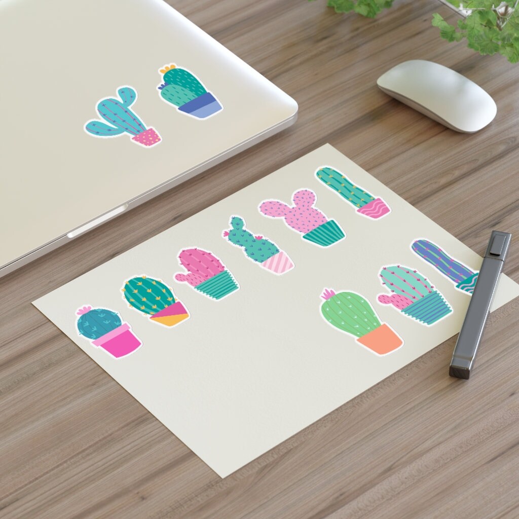 Cactus Sticker Pack, Cactus Sticker Set, Scrapbook Stickers, Laptop ...