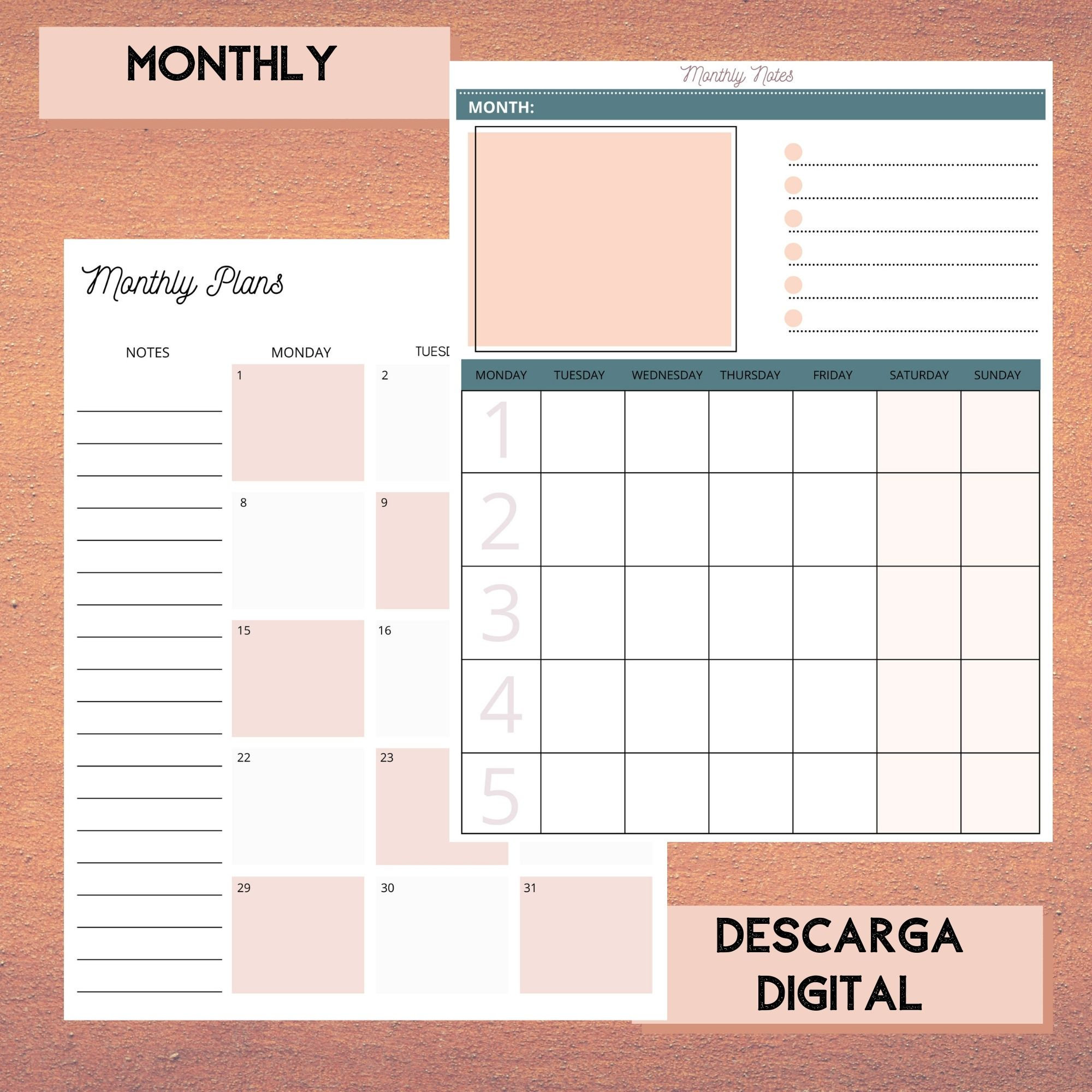 Monthly Planner, Monthly Planner Printable, Printable Planner Month ...