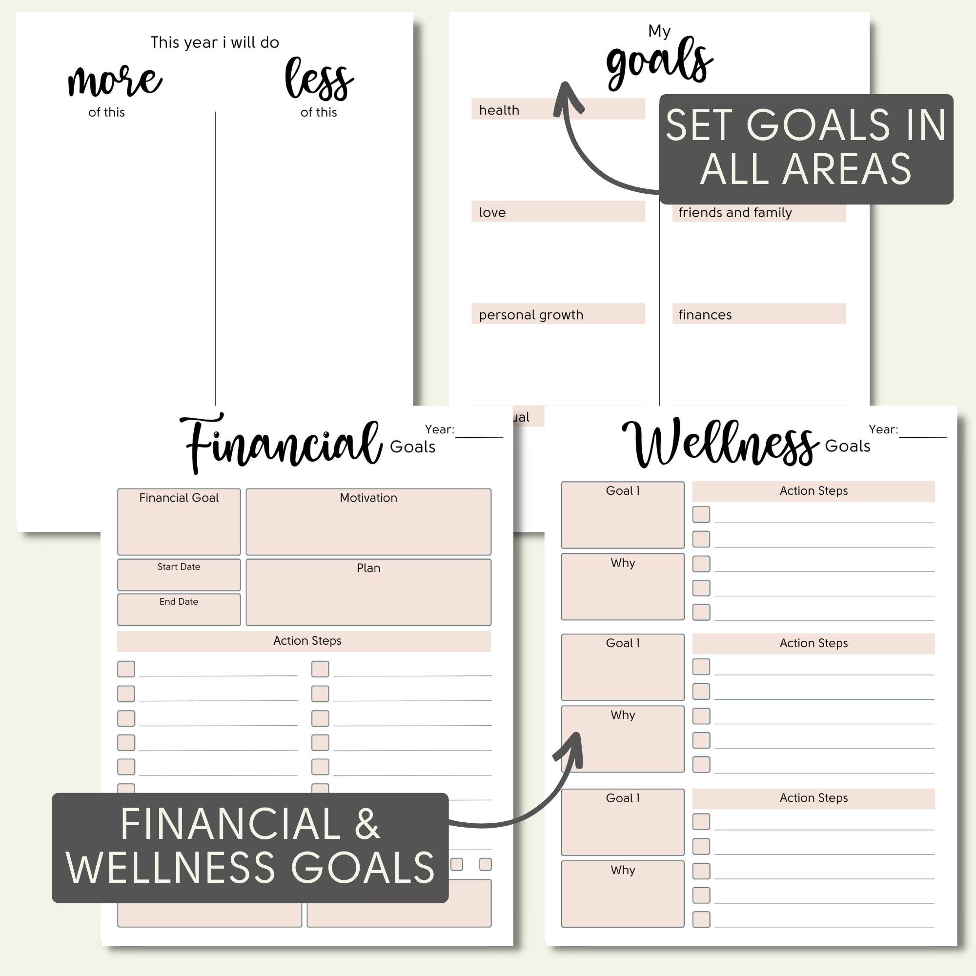 Printable Goals Planner Bundle, Goal Setting, Habit Tracker, Weekly ...
