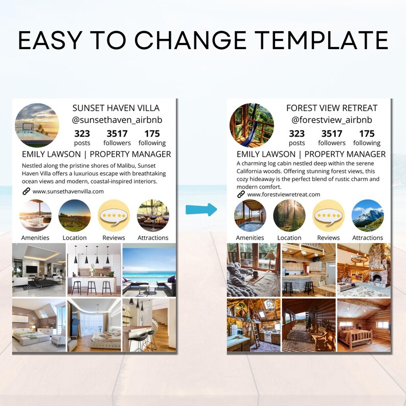 Vacation Rental Business Card Template, Modern Customizable Canva ...