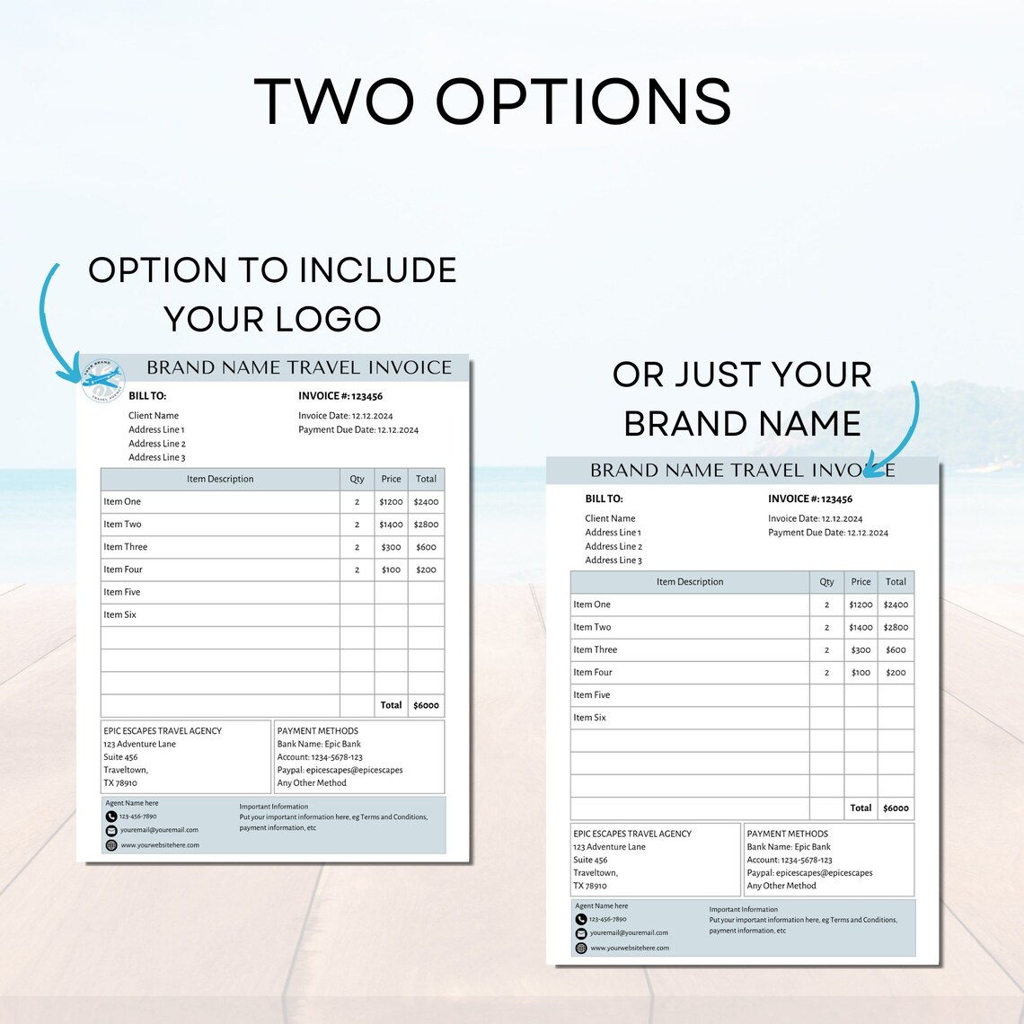 Travel Invoice Template, Travel Agent Forms, Vacation Quote Template ...