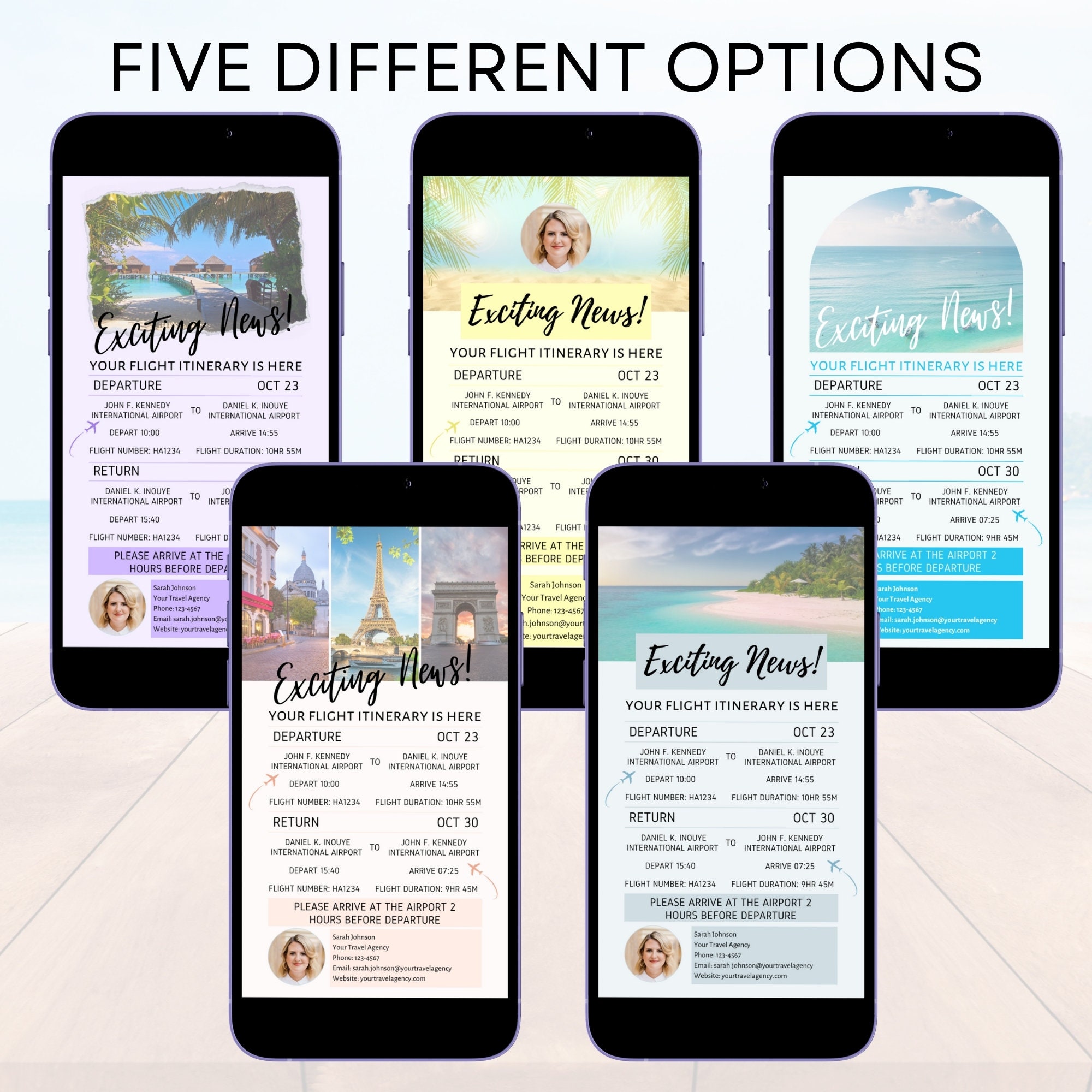 Travel Agent Flight Itinerary Template, Instant Download, Editable ...