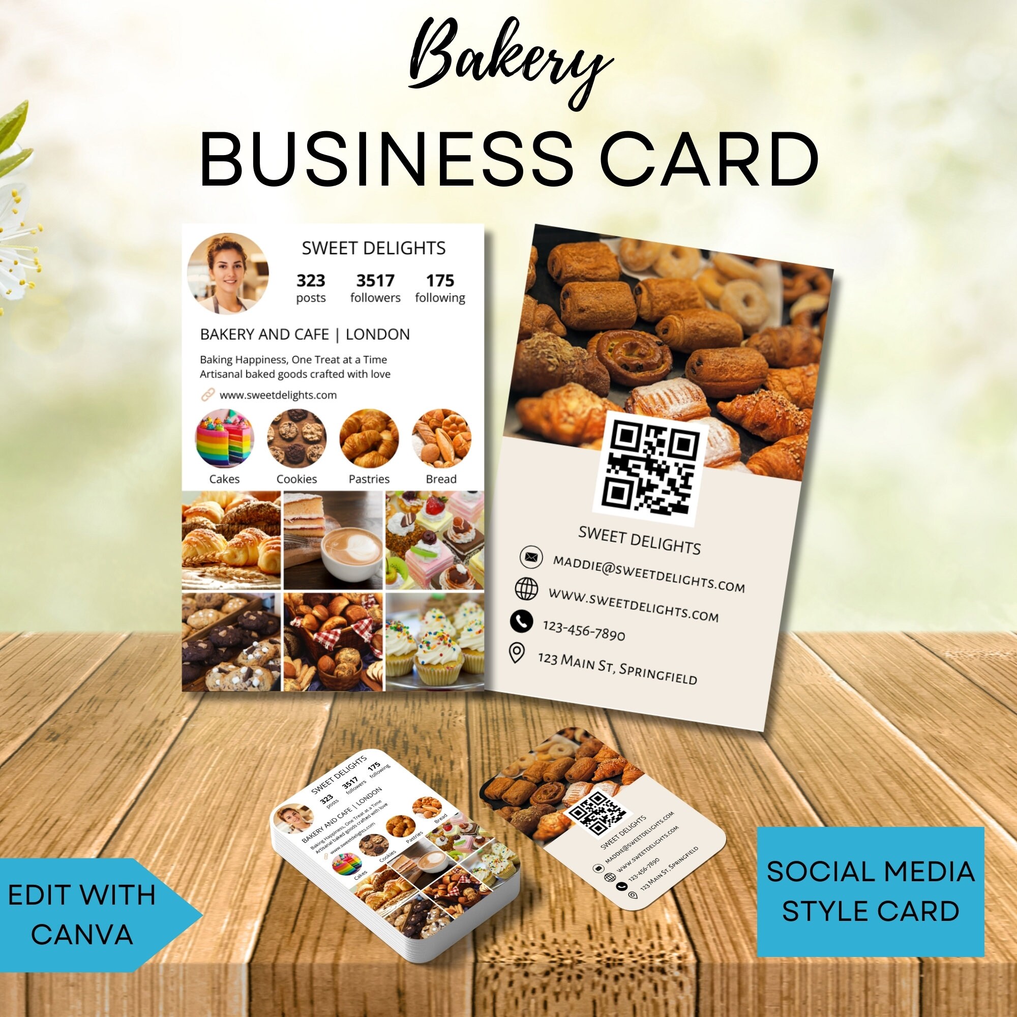 Ig Bakery Business Card Template, Vertical, Modern Social Media Style ...
