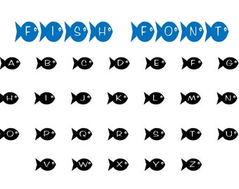 Fish Font SVG, Fishing Font PNG, Fishes Font for Canva, Fish Alphapack ...
