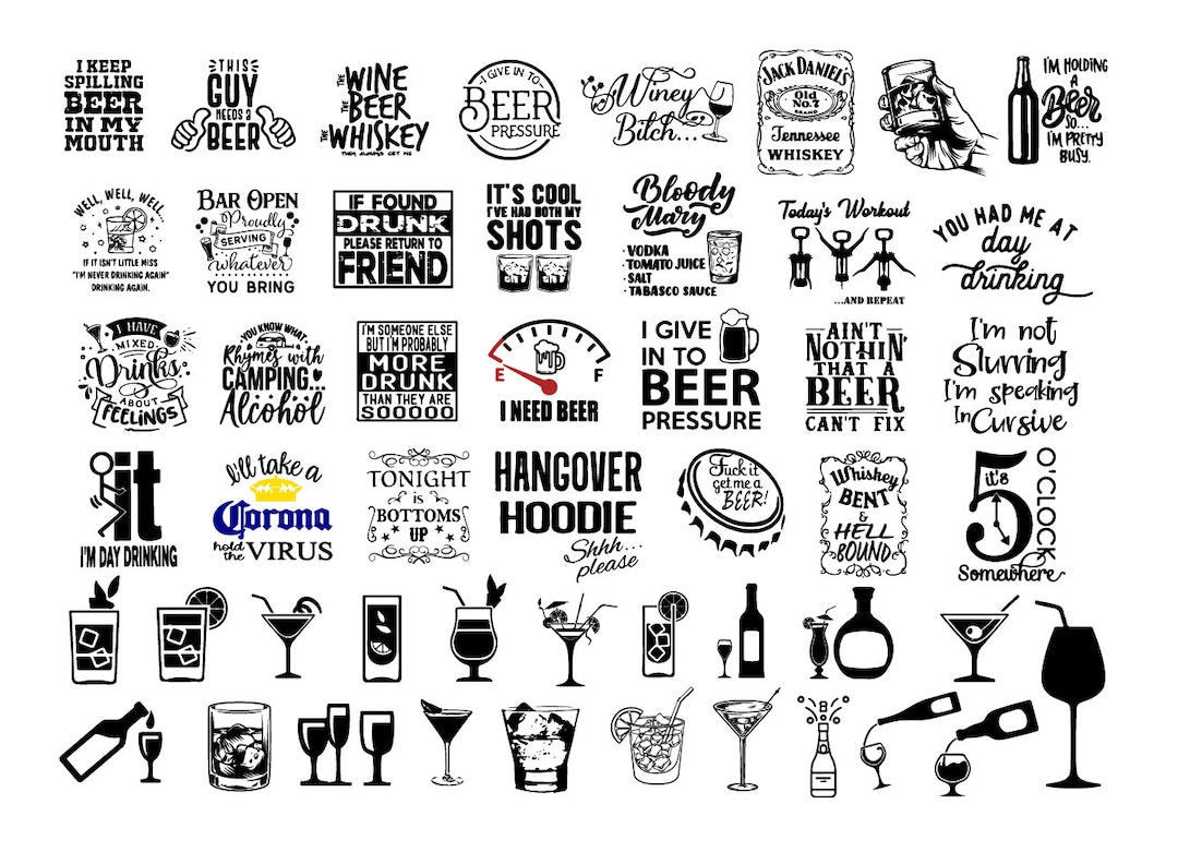 Alcohol Quotes Bundle, Funny Alcohol, SVG, PNG, DXF - Etsy