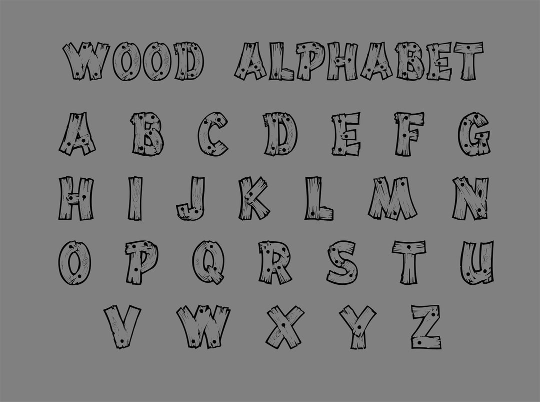 Wood Alphabet, Wooden Font, SVG, PNG, DXF - Etsy