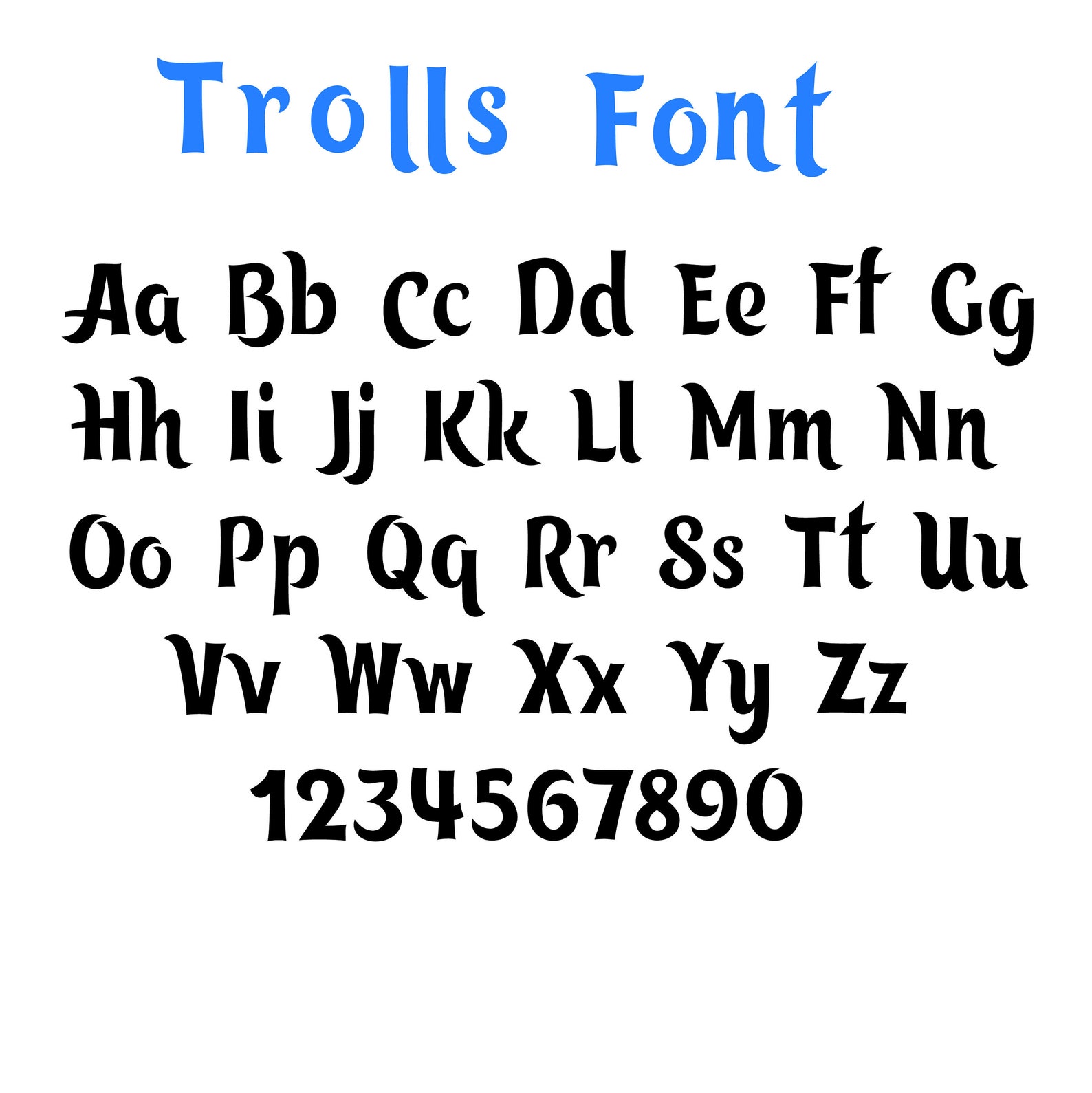 Trolls Font, Trolls Alphabet, SVG, PNG, DXF - Etsy