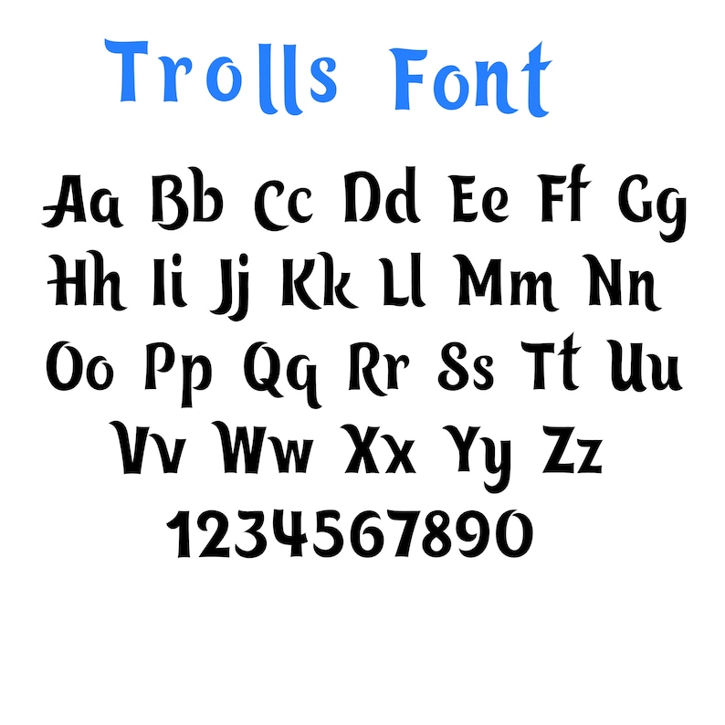 Trolls Font Trolls Alphabet SVG PNG DXF - Etsy