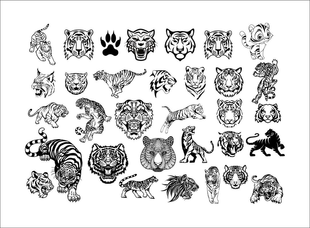 Tiger Head Bundle, SVG, PNG, DXF - Etsy
