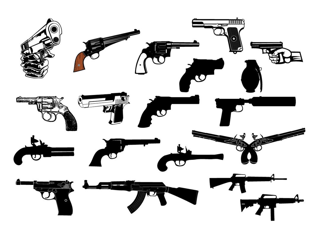 Gun Bundle, Weapon, Revolver, SVG, PNG, DXF - Etsy