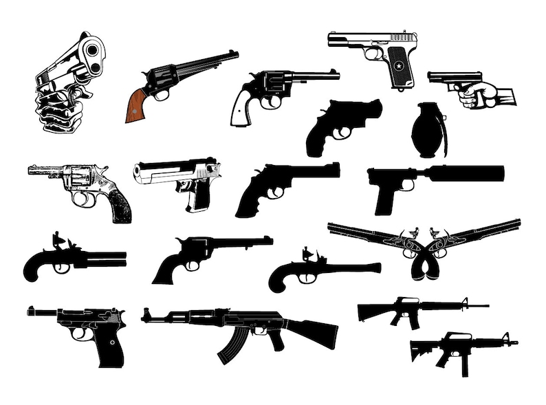 Gun Bundle Weapon Revolver SVG PNG DXF - Etsy