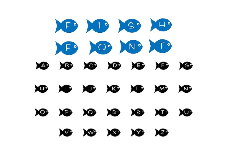 Fish Alphabet, Font, SVG, PNG, DXF - Etsy Canada
