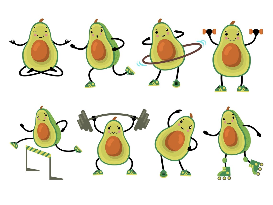 Avocado Bundle, Vegan, Happy Avocado, SVG, PNG, DXF - Etsy