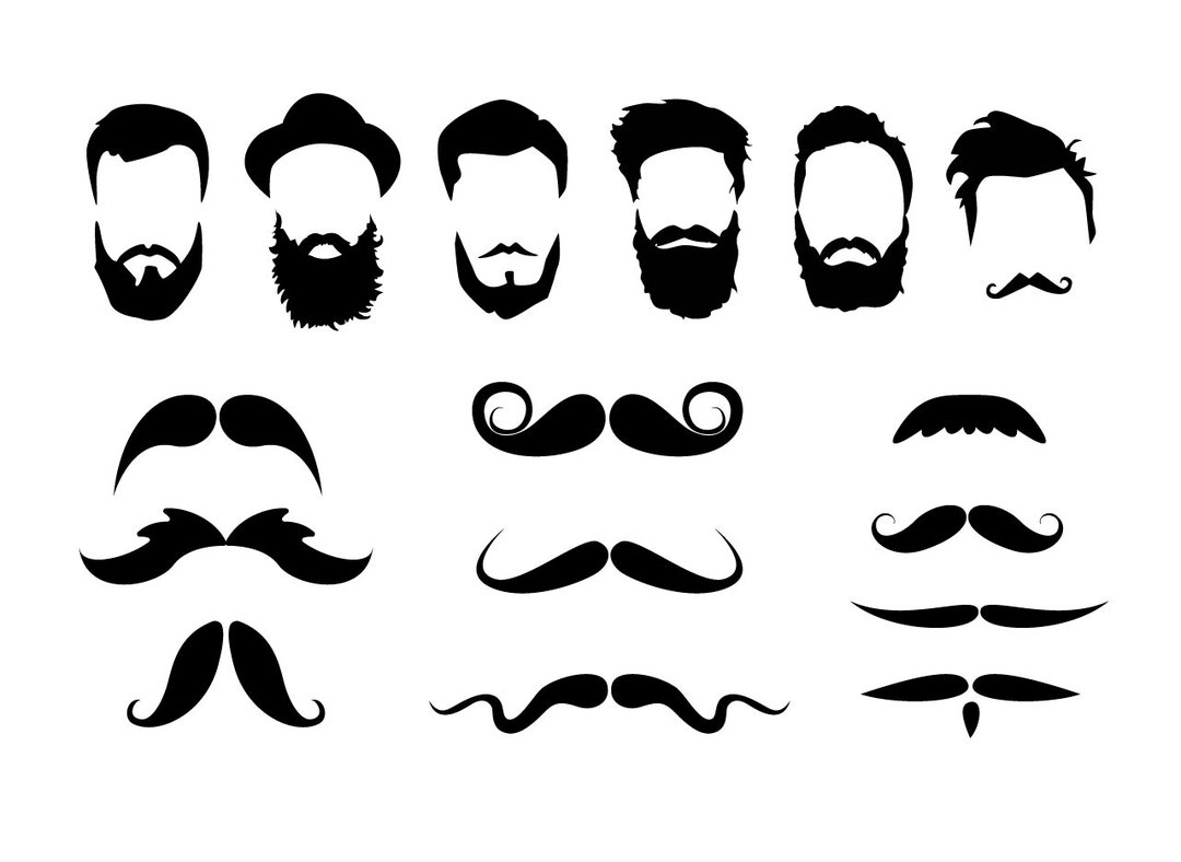Bearded Man Mustache SVG PNG DXF - Etsy