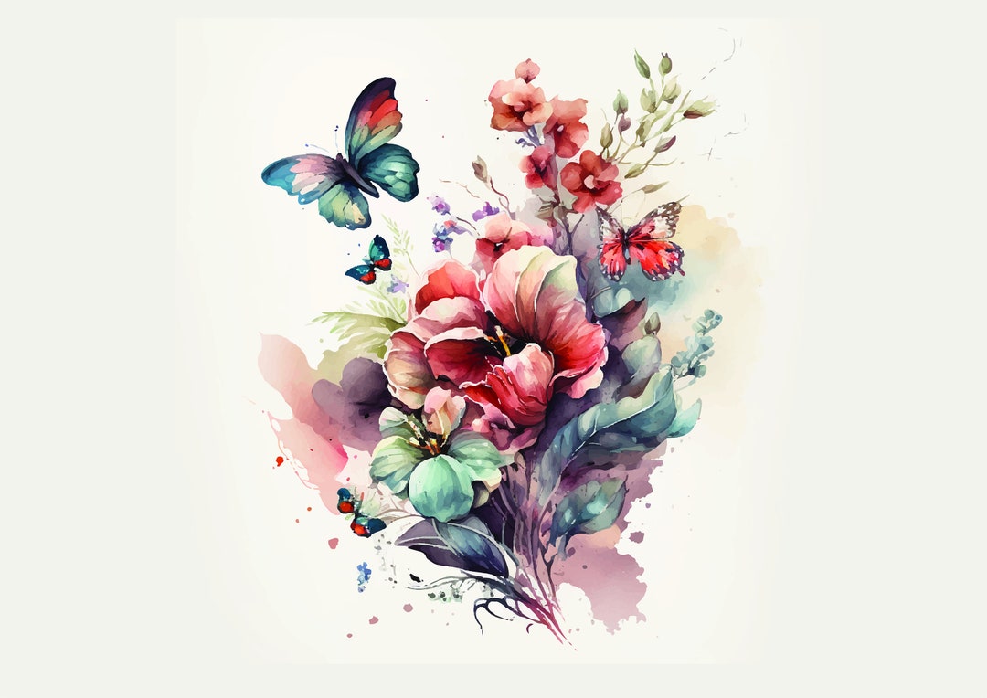 Watercolor Floral SVG, PNG, DXF - Etsy