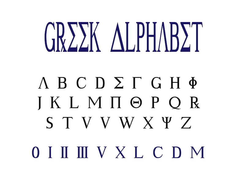 Greek Alphabet Font SVG PNG DXF - Etsy
