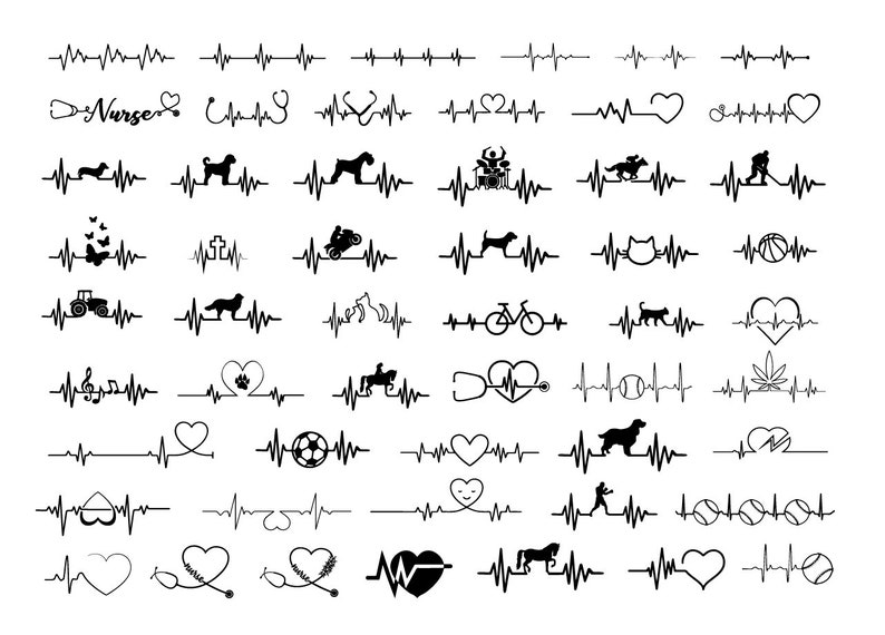 Heartbeat Bundle SVG PNG DXF - Etsy