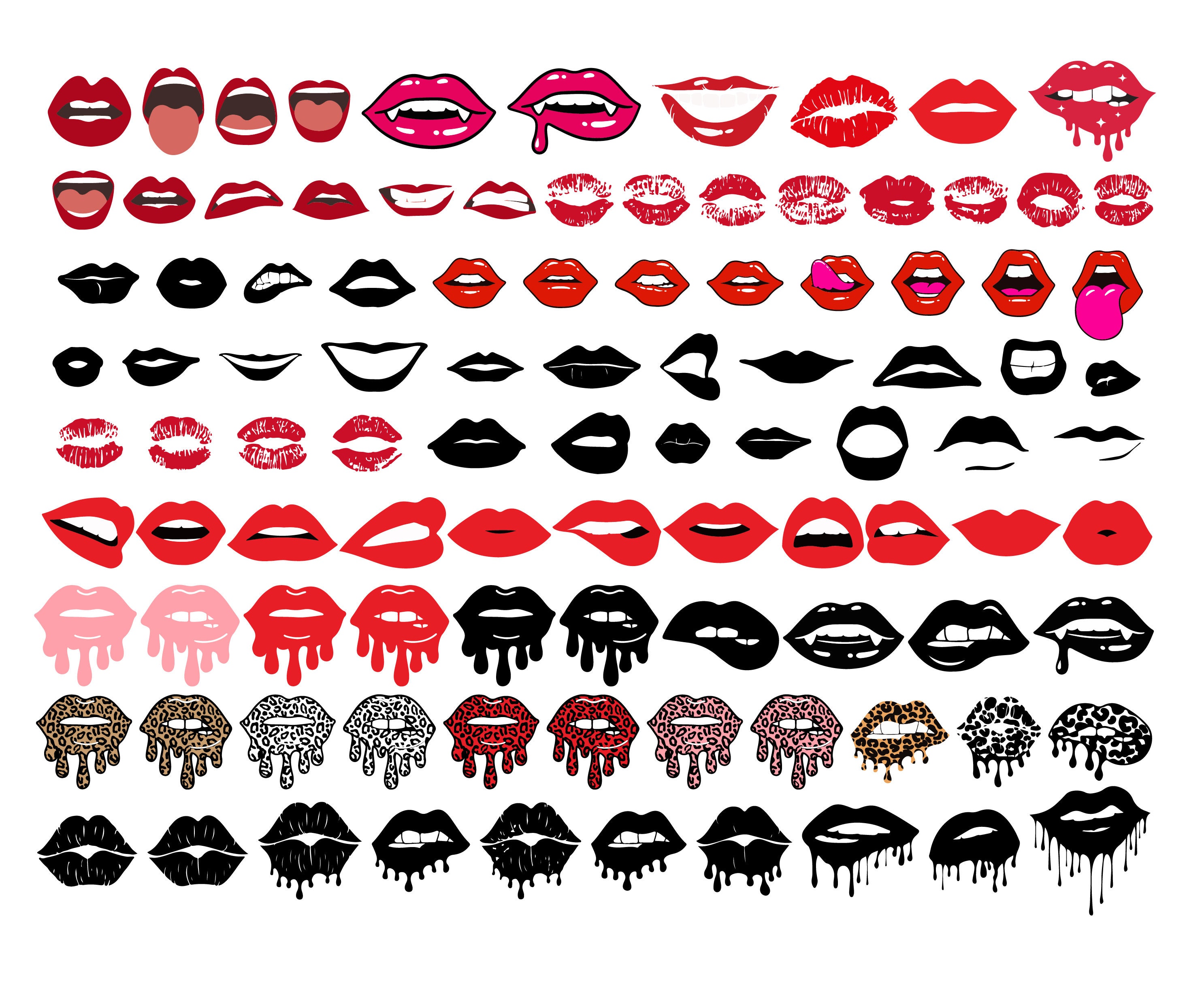 Paquete de labios, SVG, PNG, DXF - Etsy España