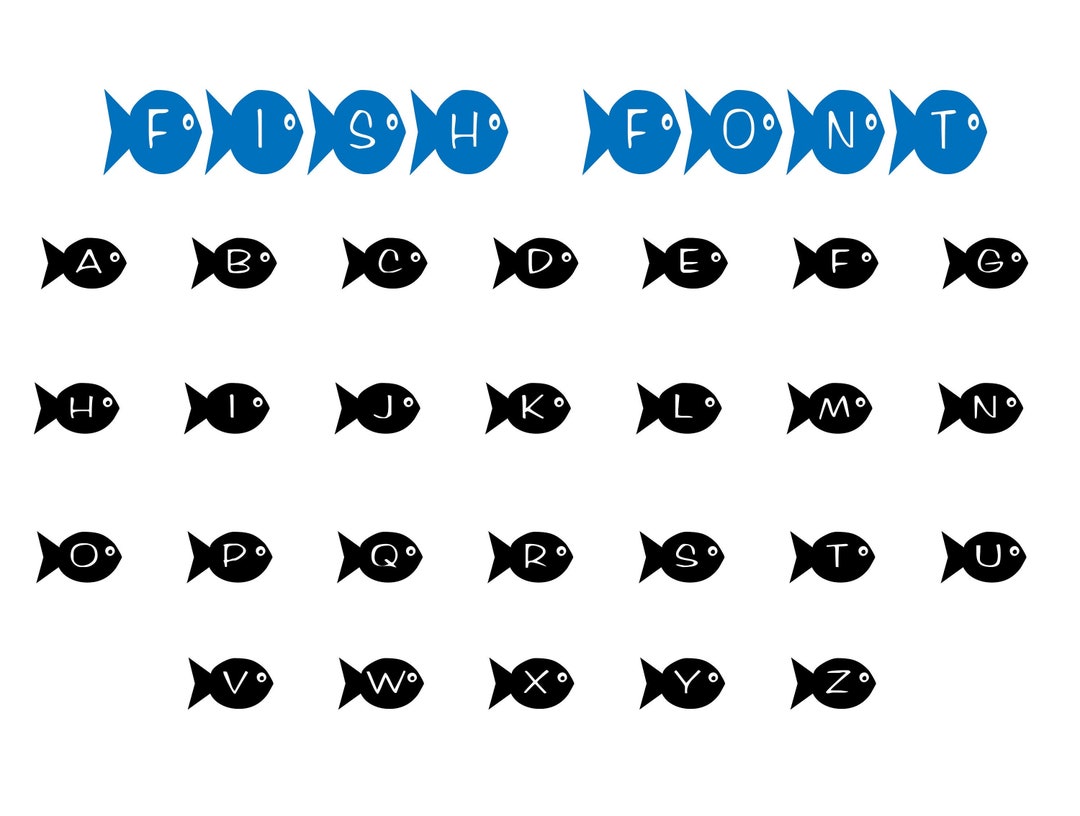 Fish Alphabet, Font, SVG, PNG, DXF - Etsy