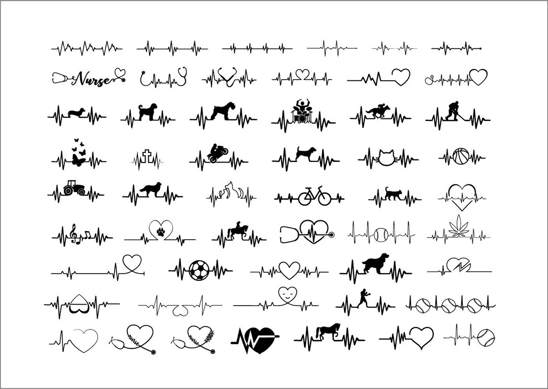 Heartbeat Bundle, SVG, PNG, DXF - Etsy