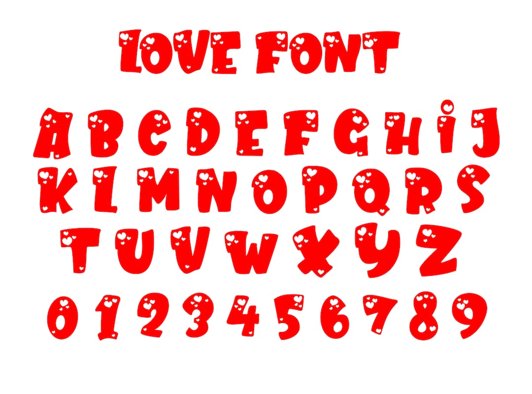 Love Font, Alphabet, SVG, PNG, DXF - Etsy