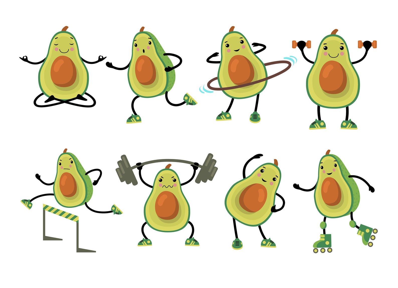 Avocado Bundle, Vegan, Happy Avocado, SVG, PNG, DXF - Etsy