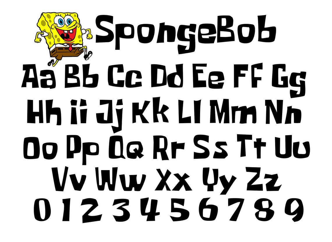 SpongeBob Font Alphabet SVG PNG DXF | Etsy
