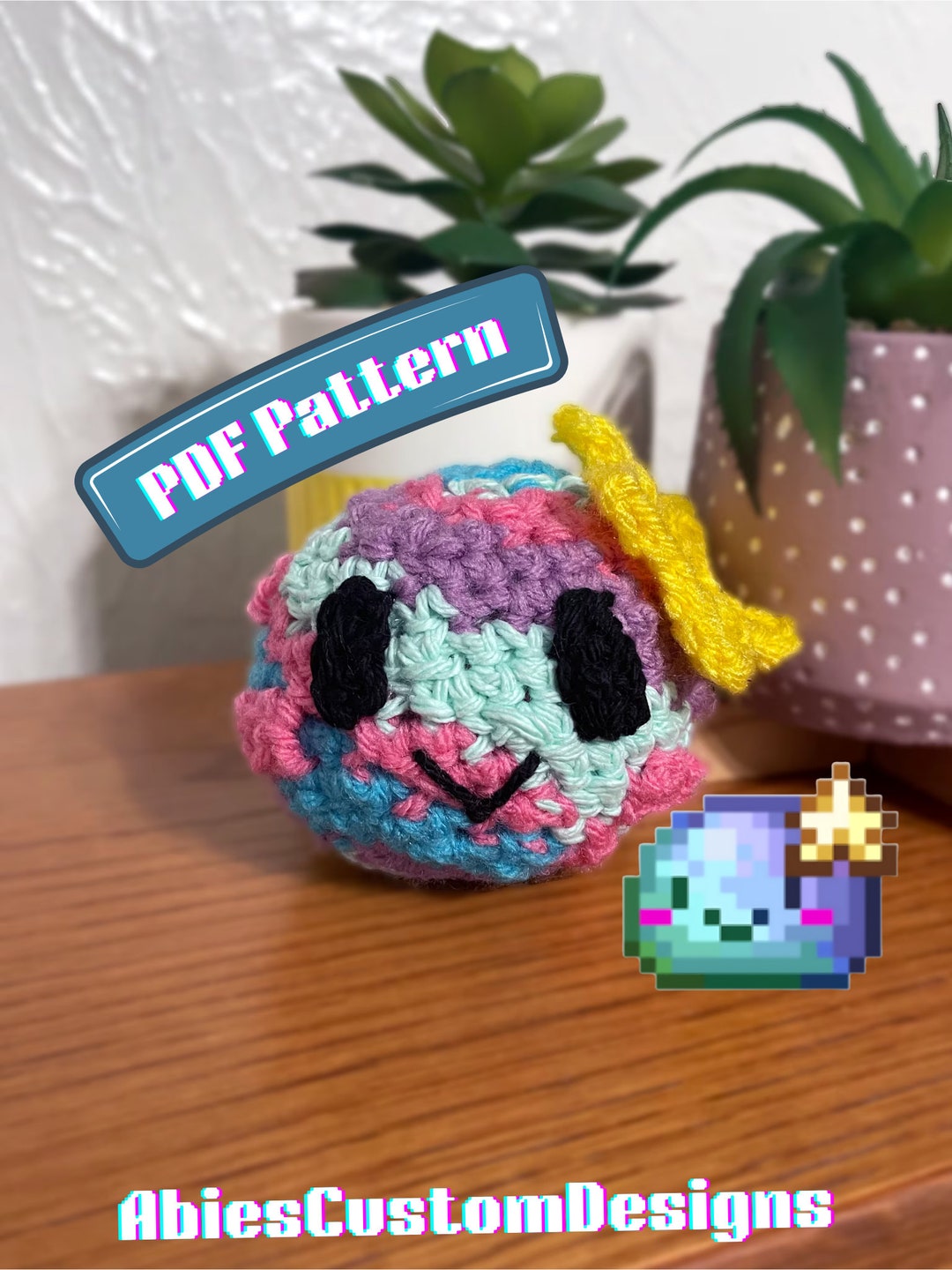 Terraria Crochet Pattern, Diva Town Slime Crochet Pattern, Town Slime ...