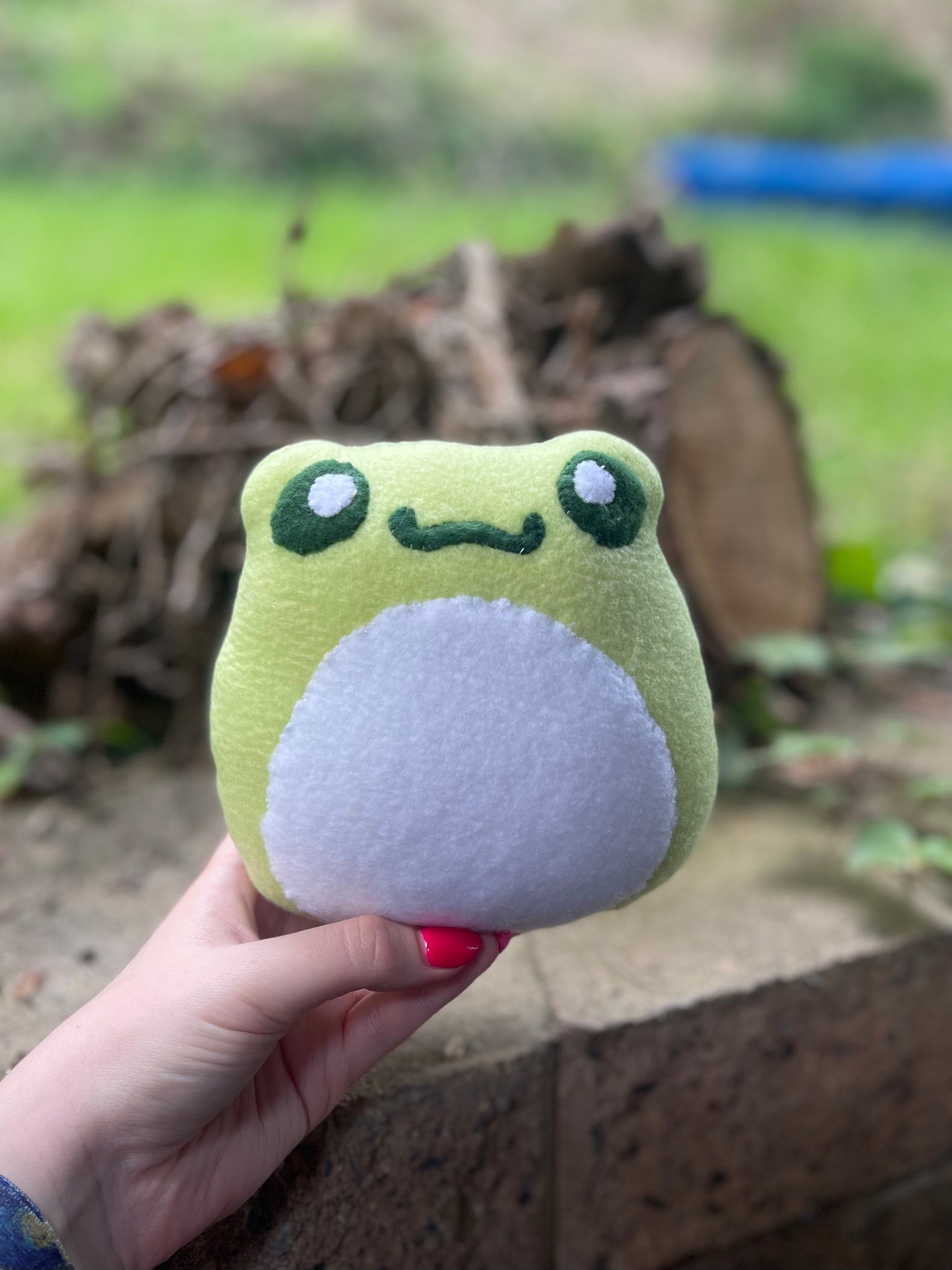 Handmade Frog Plushie, Made to Order Hand Sewn Frog Plushie, Stuffed ...