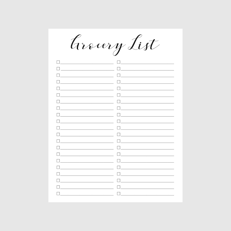 Grocery List | Printable | Digital Download - Etsy