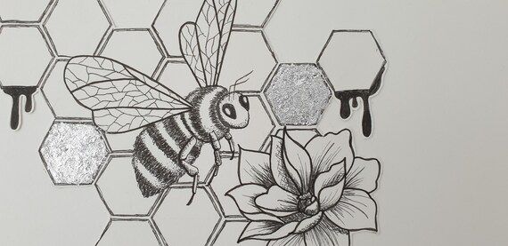 Bee Honeycomb Drawing