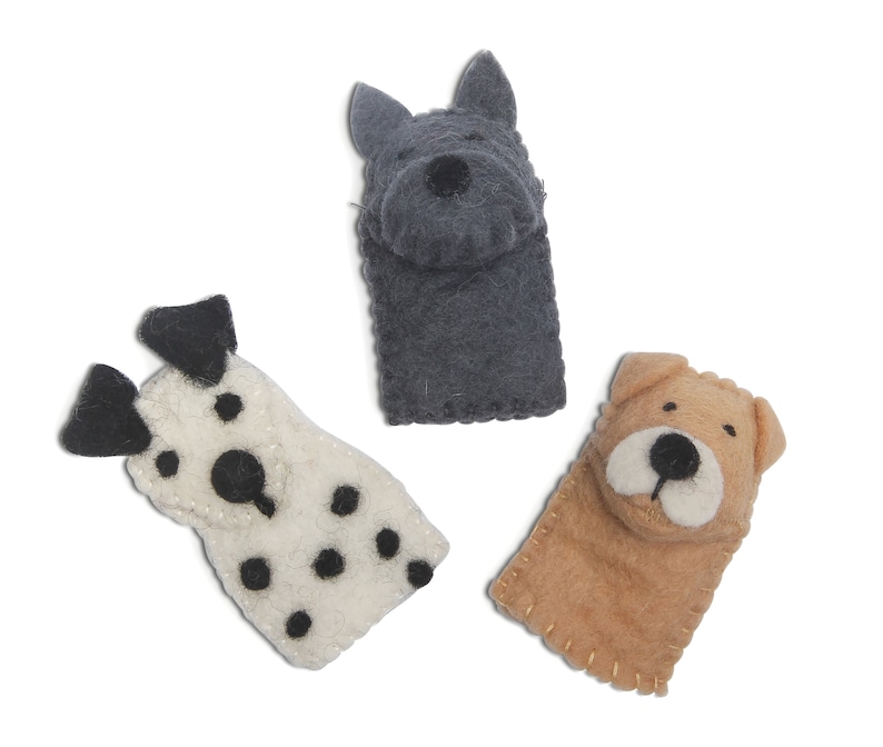 Tres perros-Títeres de dedo-Fieltro-Títeres para - Etsy España
